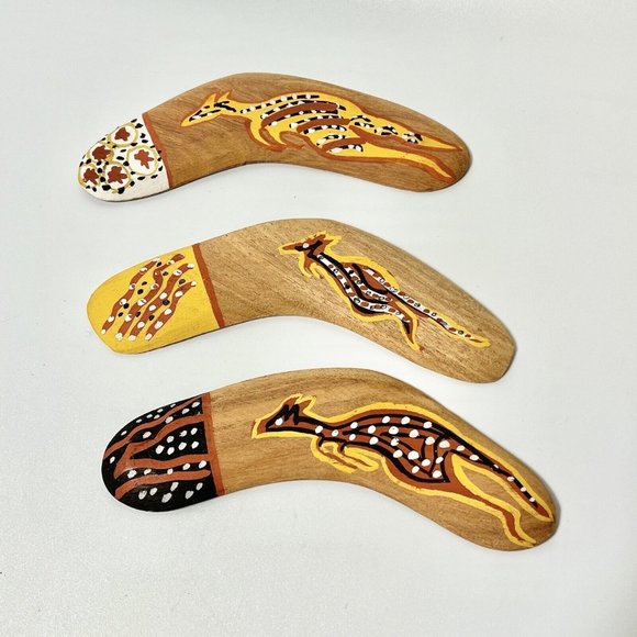 Accents | Aboriginal Wooden Boomerang Handcrafted Handpainted Set Of 3 ...